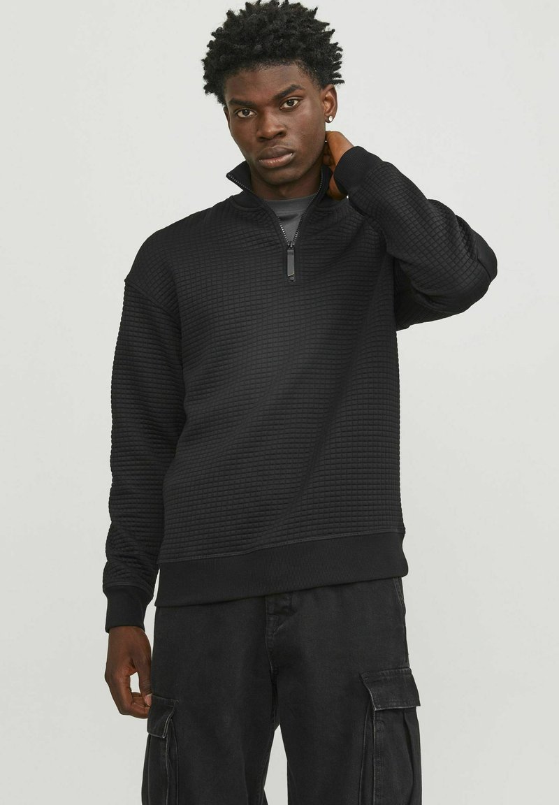 Jack & Jones HALF-ZIP - Sweater - black/zwart - Zalando.nl
