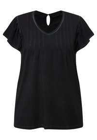 Ulla Popken PLEATED COLD SLEEVE TEE - Blusa - navy blue/azul marino ...