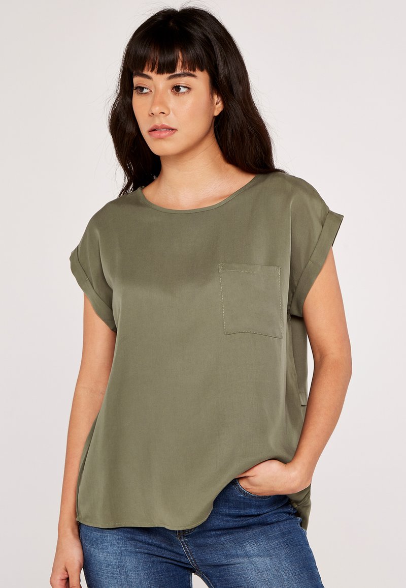 Apricot SPLIT BACK - T-shirt basique - khaki/kaki - ZALANDO.FR