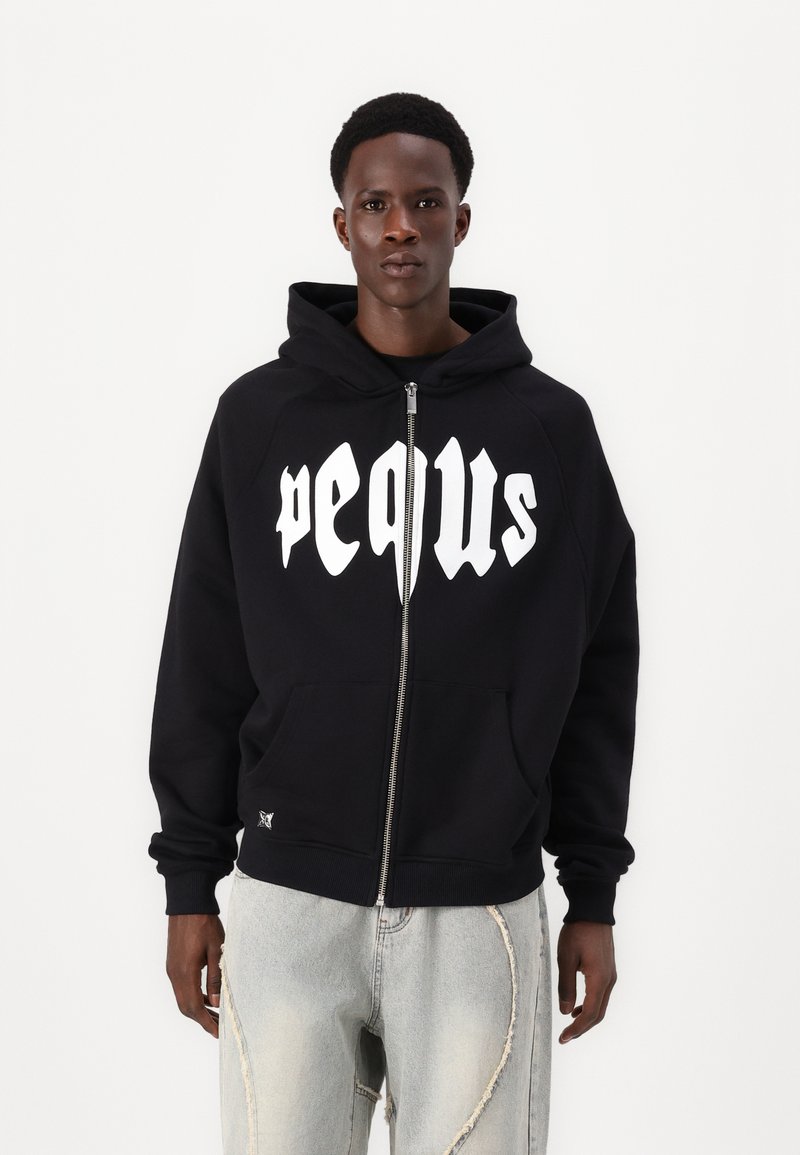 PEQUS MYTHIC LOGO ZIP HOODIE UNISEX - Sweatjakke - black/hvid - Zalando.dk