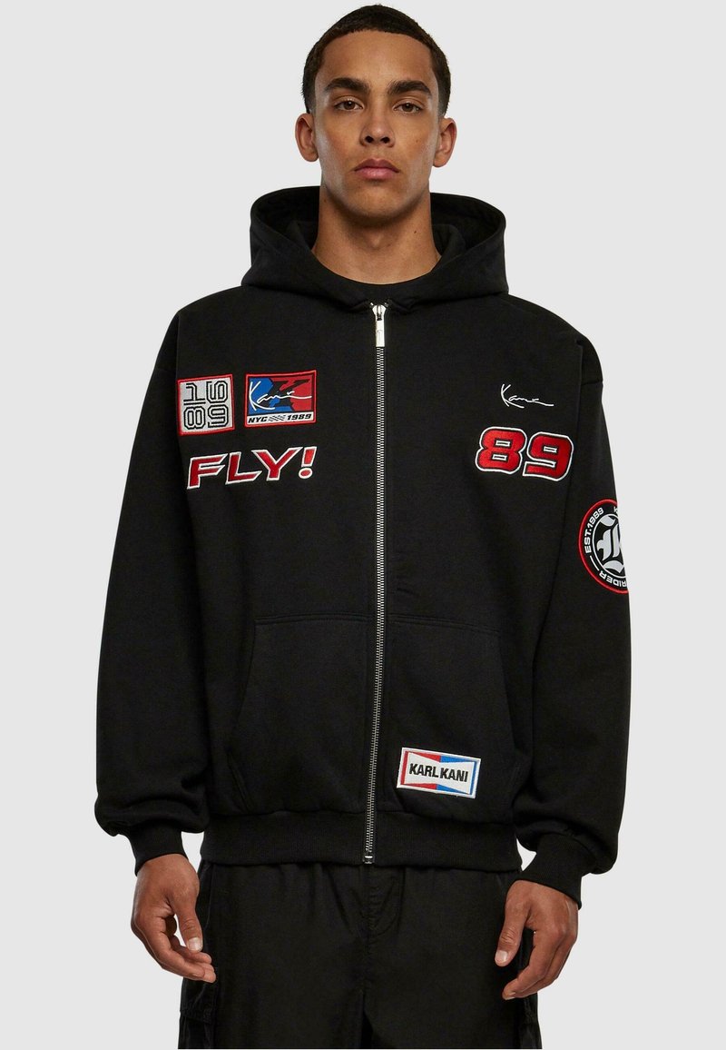 Karl Kani CHEST SIGNATURE PATCH OS ZIP - Felpa con zip - black/nero ...
