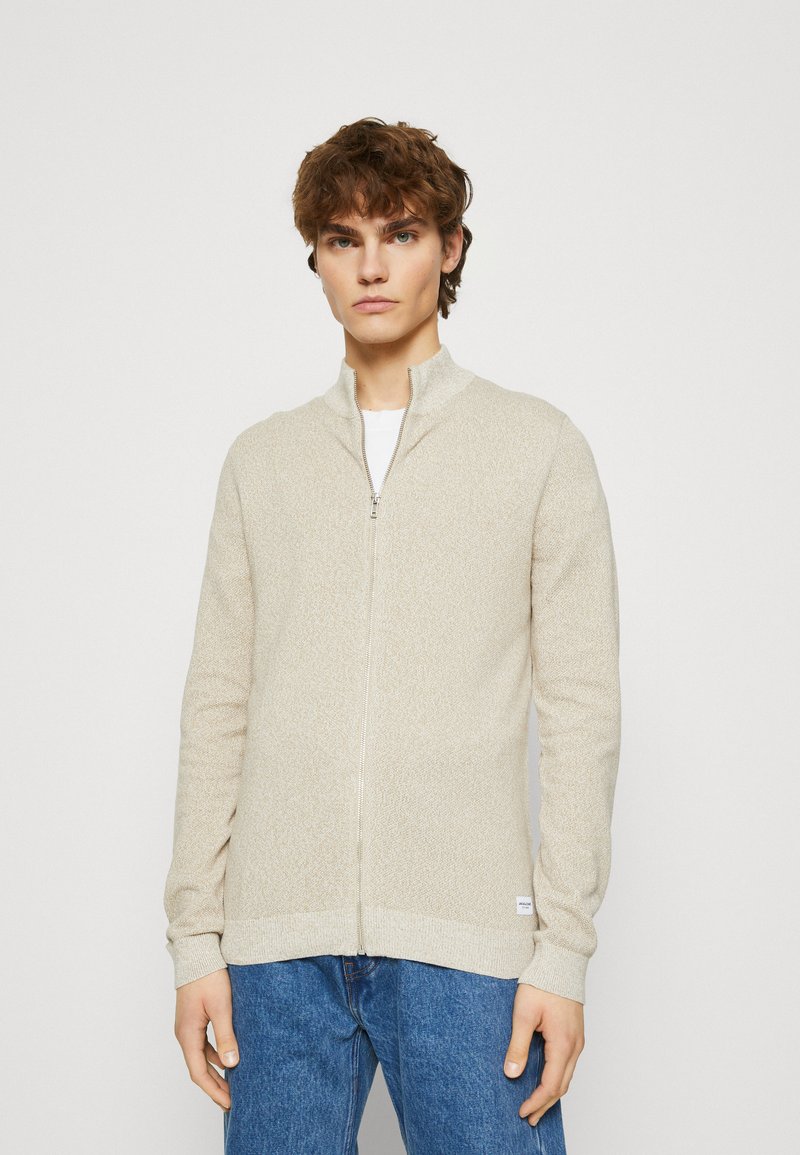 Jack & Jones JJHILL HIGH NECK CARDIGAN - Cardigan - crockery/beige ...