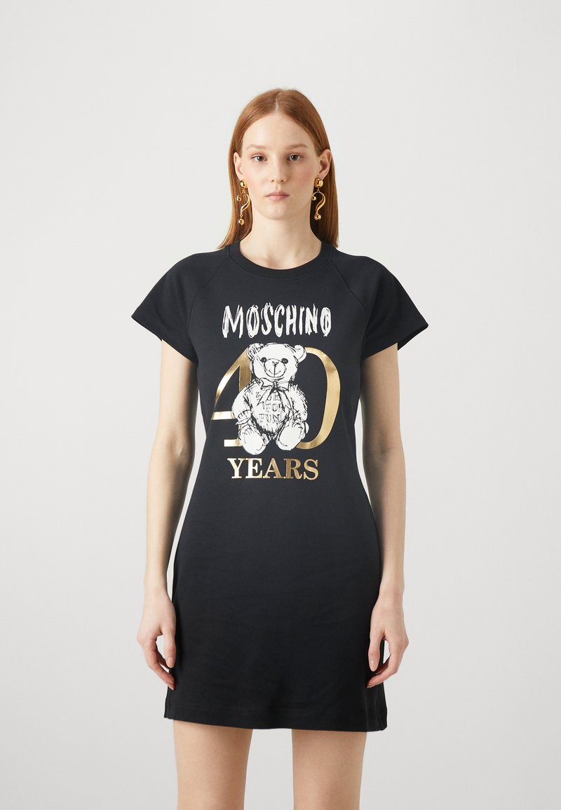 MOSCHINO DRESS - Jersey dress - fantasy black/black - Zalando.de
