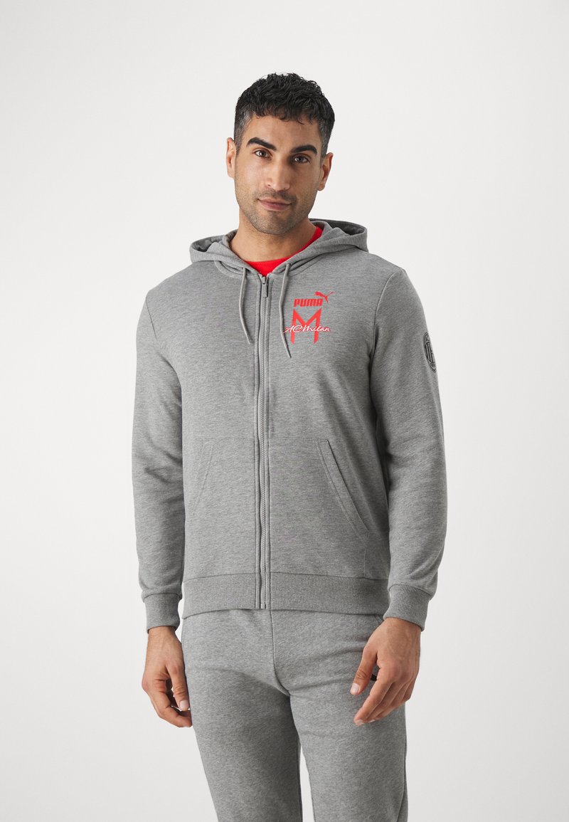 Puma AC MILAN FTBLICONS HOODY - Club wear - medium gray heather/grey ...