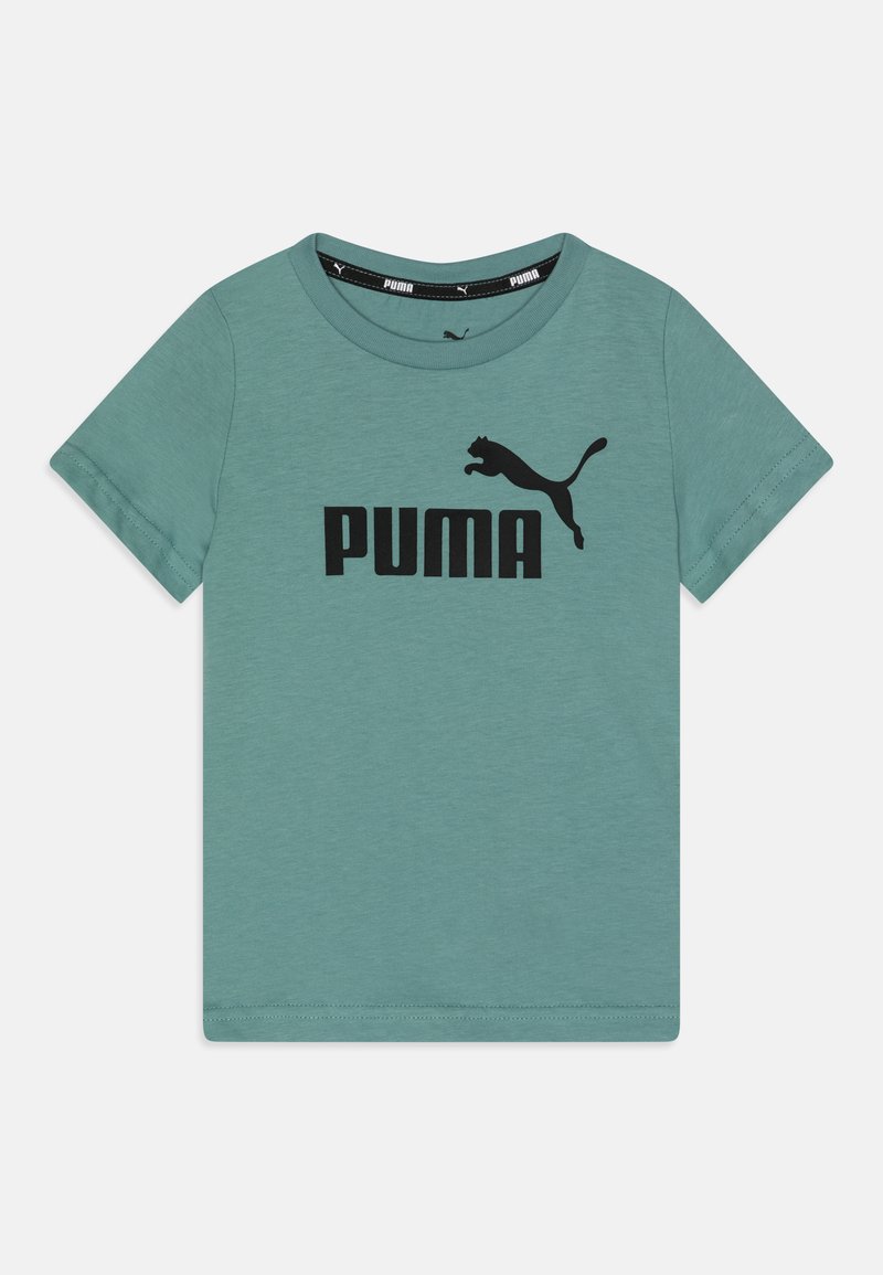 Puma LOGO TEE UNISEX - Print T-shirt - adriatic/yellow - Zalando.co.uk