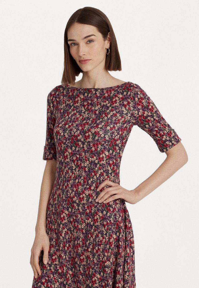 Lauren Ralph Lauren Petite MUNZIE ELBOW SLEEVE DAY DRESS - Jerseykleid - navy/burgundy/multi ...