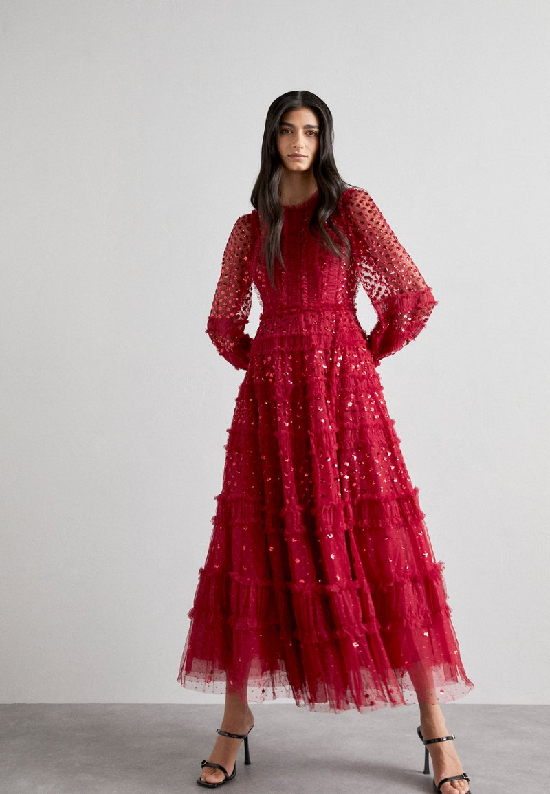 Needle & Thread DOT SHIMMER ANKLE GOWN - Ballkleid - deep red/rot - Zalando.de