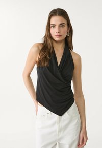 Stradivarius DRAPED CROSSOVER - Top - black/schwarz - Zalando.at