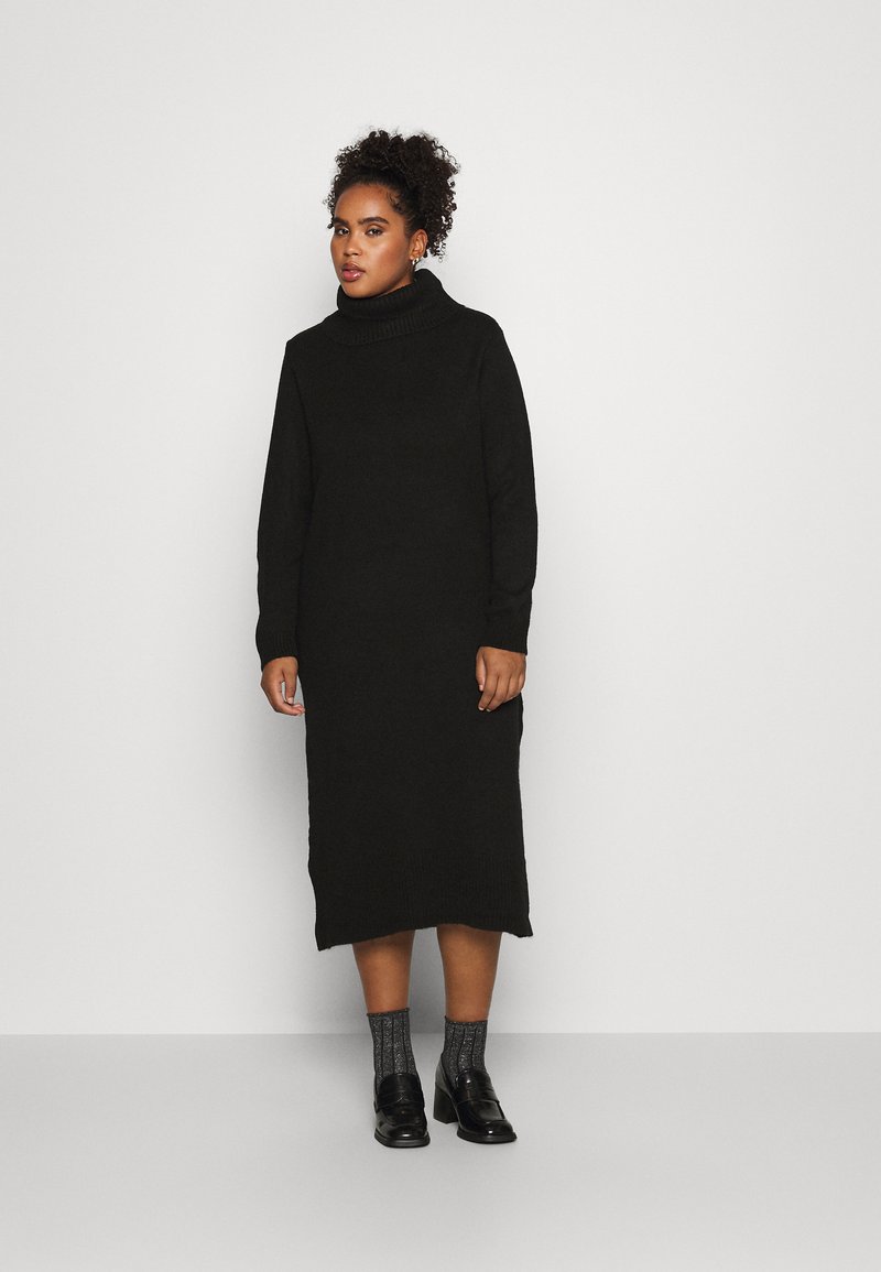 ONLY Curve ONCBRANDIE ROLL NECK DRESS - Jumper dress - black - Zalando.ie