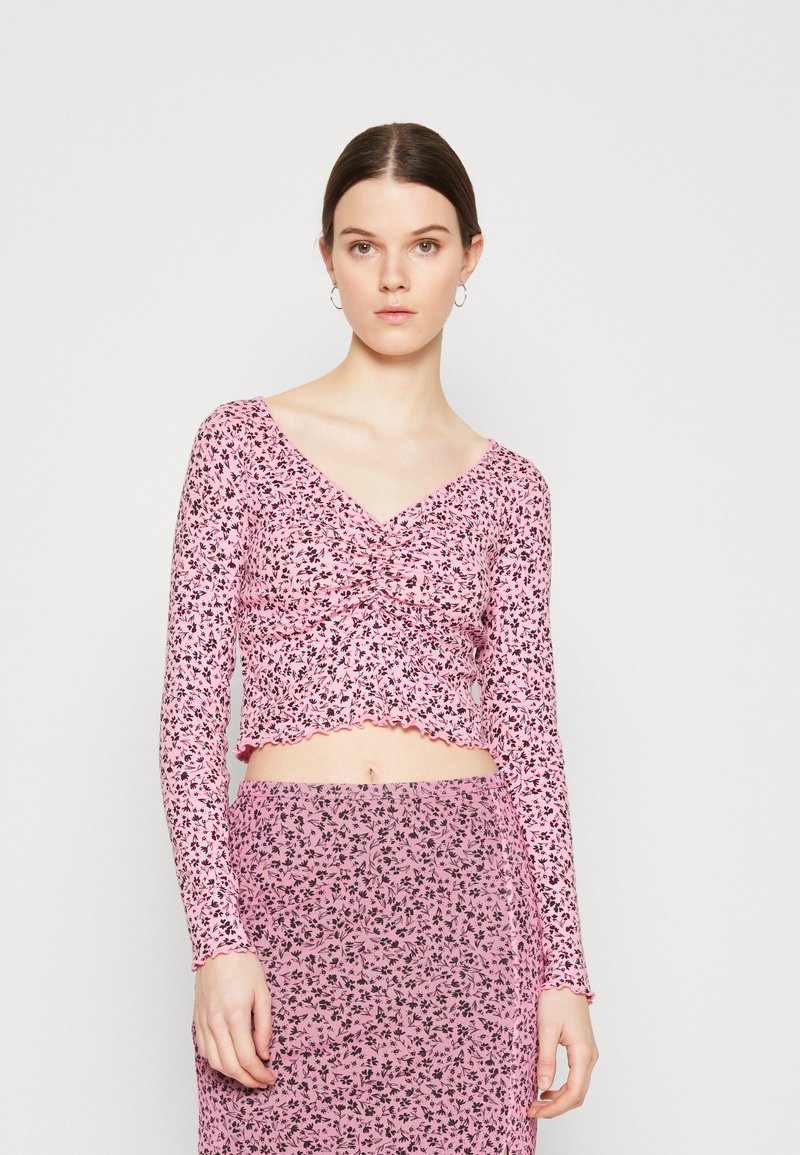 Monki Long sleeved top - pink/black - Zalando.ie