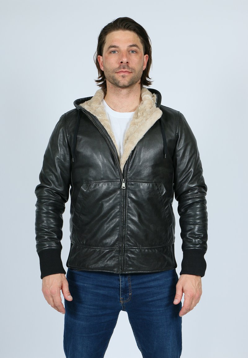 Freaky Nation RYAN-FN - Leather jacket - black beige/black - Zalando.de