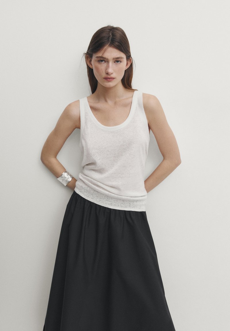 Massimo Dutti HALTER DETAIL - Top - white - Zalando
