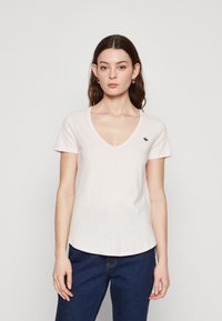 Abercrombie & Fitch ICON V NECK 3 PACK - T-Shirt basic - white/dark blue/light pink/weiß ...