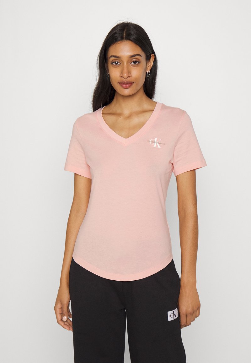 Calvin Klein Jeans Monogram Logo Slim V Neck Tee T Shirt Basique