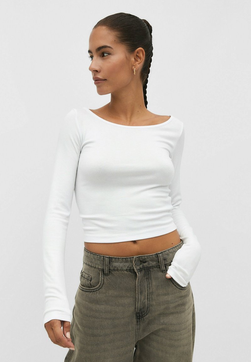 Stradivarius Boat Neck Long Sleeved Top White Zalando