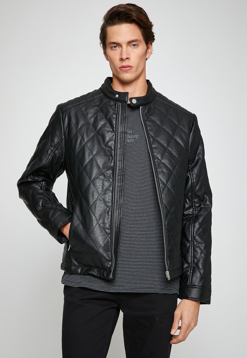 Koton NECK QUILTED POCKET DETAILED . - Faux leather jacket - black ...