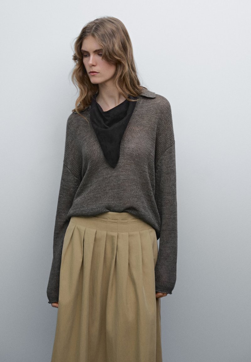 Massimo Dutti BOX MIDI - A-snit nederdel - camel - Zalando.dk