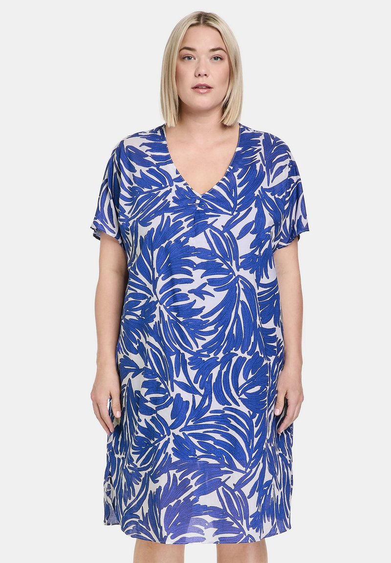 Samoon KURZ LUFTIGES AUS ZARTEM - Day dress - blue splash gemustert ...
