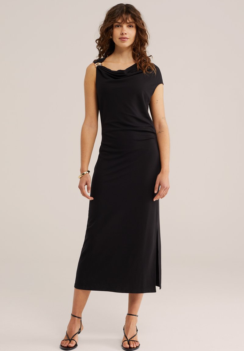 WE Fashion WE FASHION DAMES MIDI JURK MET GOUDEN BROCHE - Robe de jour ...