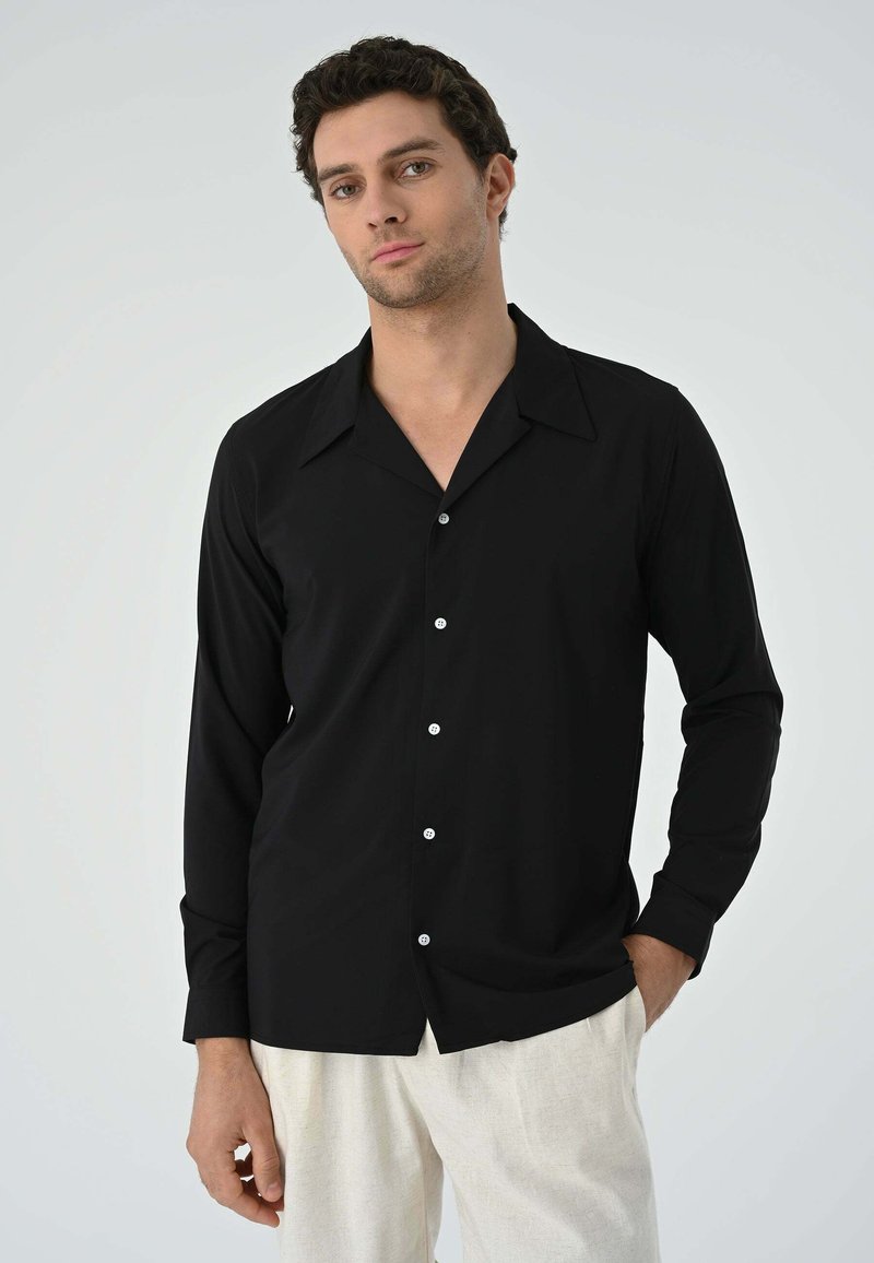 Antioch LAPEL COLLAR LONG SLEEVE - Shirt - black - Zalando.ie