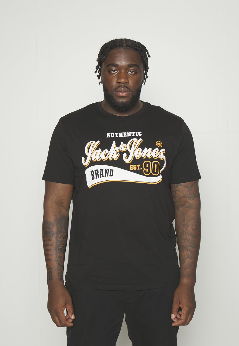 Jack & Jones ELOGO SS O NECK - T-shirt med print - black/svart - Zalando.se
