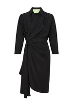 GAUGE81 MIYA WRAP-EFFECT SILK - Shirt dress - black/black - Zalando