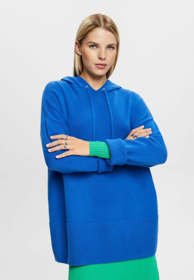 Esprit LONG HOODY - Strickpullover - bright blue/blau - Zalando.de