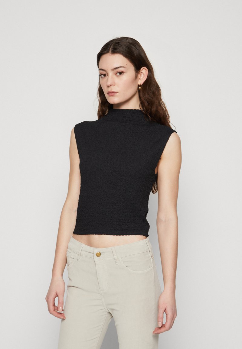 Abercrombie & Fitch TEXTURED SHELL - Top - black beauty/negro - Zalando.es