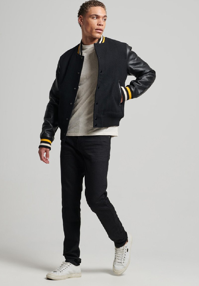 Superdry VINTAGE COLLEGE VARSITY - Bomber Jacket - vintage black ...