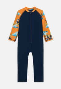 Reima SWIM OVERALL POLSKII - Swimsuit - dark blue/orange/dark blue ...