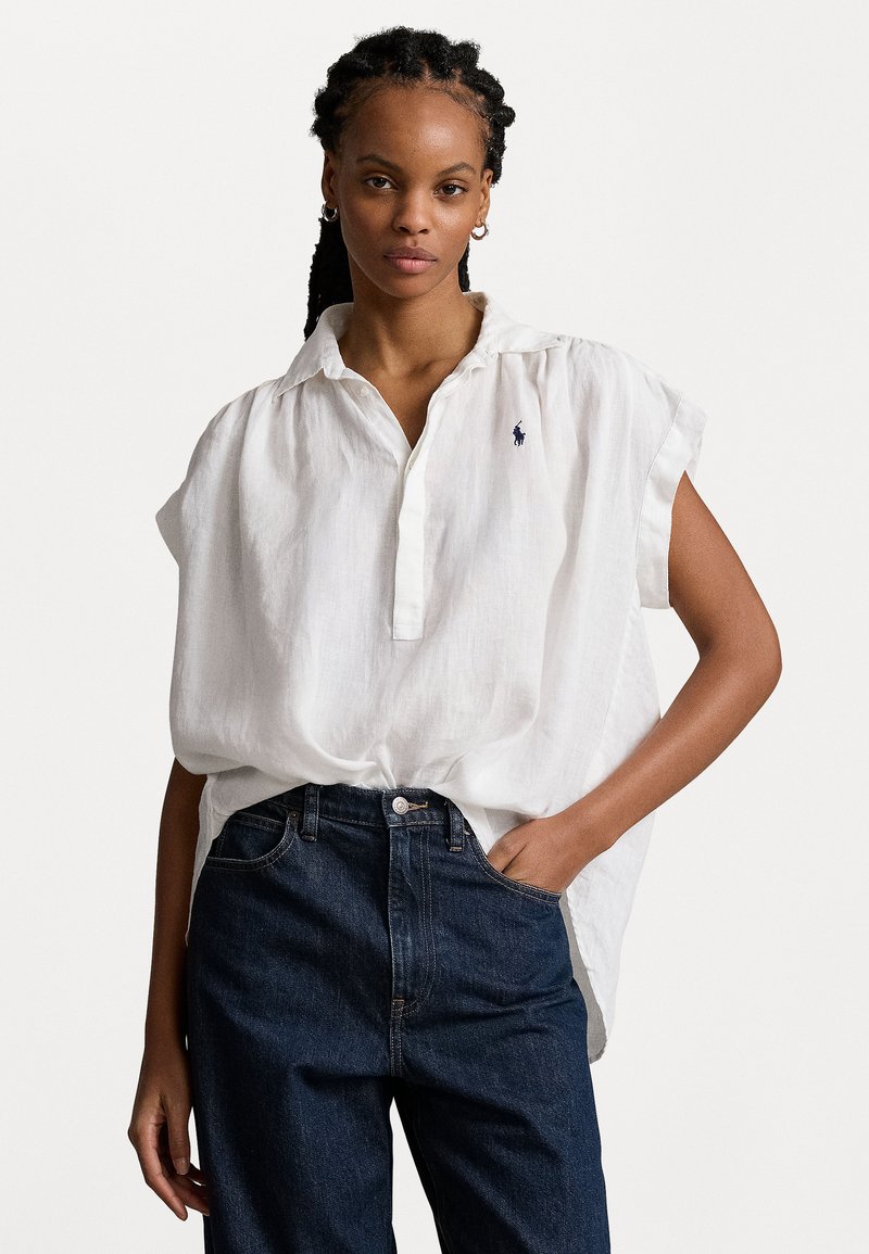 Polo Ralph Lauren SHORT SLEEVE BUTTON FRONT - Blouse - white - Zalando ...