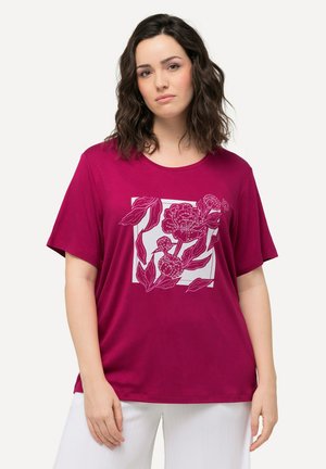 Ulla Popken FLOCKED COLD-DYED - T-Shirt print - pink - Zalando.de
