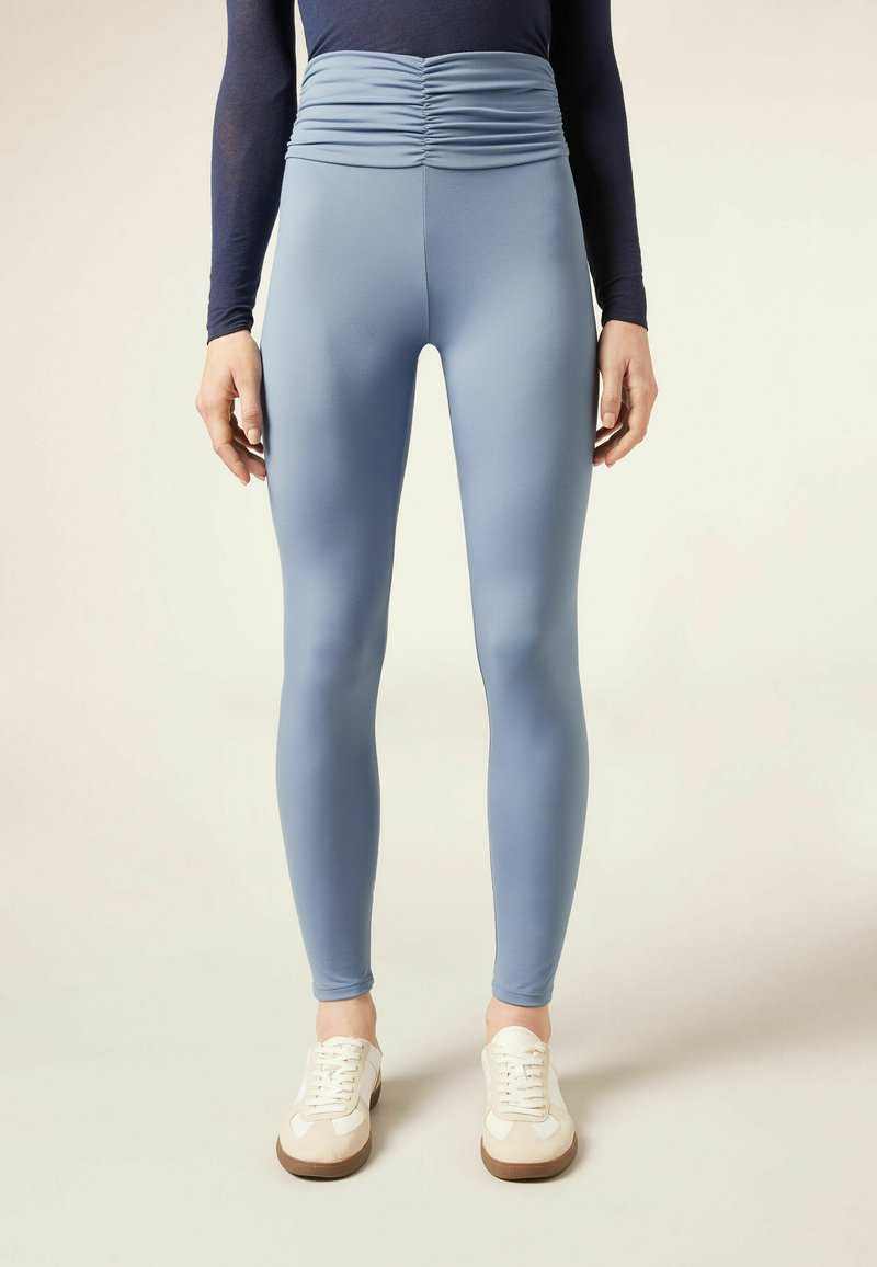 Calzedonia WITH RUCHING - Leggings - Trousers - blue/light blue - Zalando