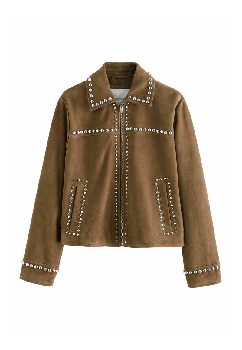 Next Leather jacket - tan brown/brown - Zalando