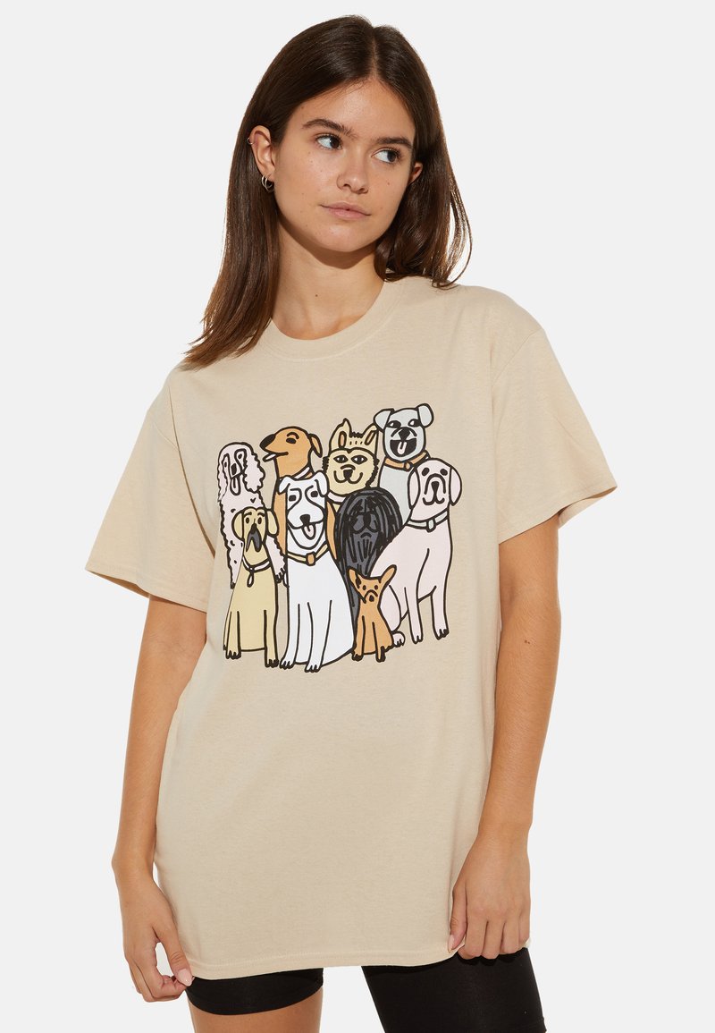 New Love Club DOG PORTRAIT - Print T-shirt - sand - Zalando