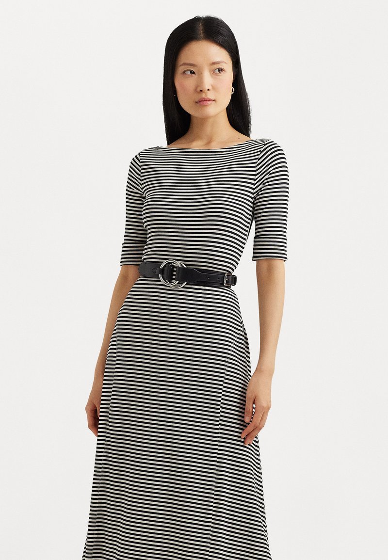 Lauren Ralph Lauren MUNZIE ELBOW SLEEVE DAY DRESS - Jersey dress - black/mascarpone cream/off ...