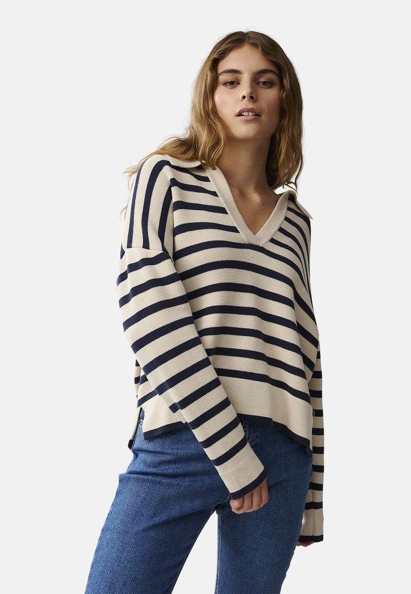 Lexington PEYTON FULL MILANO - Stickad tröja - blue white stripe/blå ...