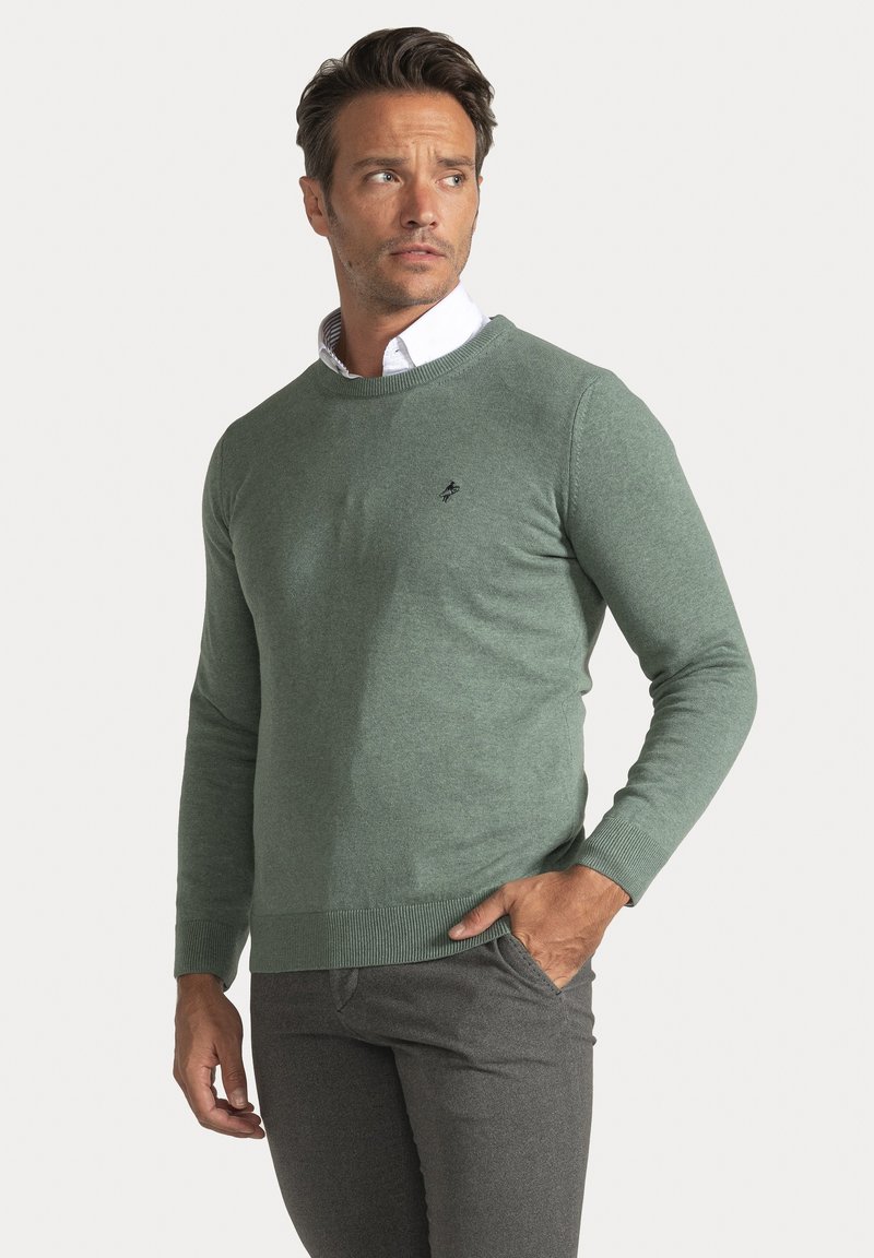 Jacey Quinn CONTRAST INSIDE STRIPED - Trui - green melange/groen ...