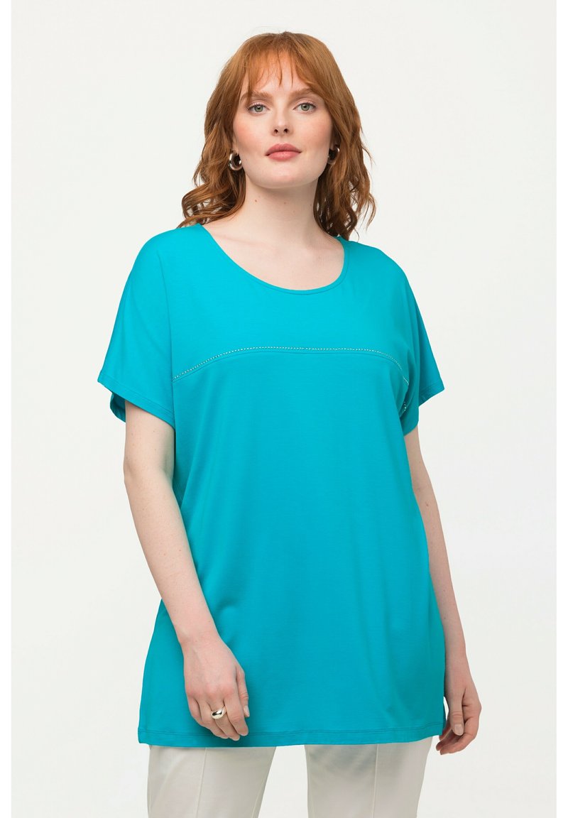 Ulla Popken GLITZERSTEIN STREIFEN RUNDHALS HALBARM - T-Shirt basic ...