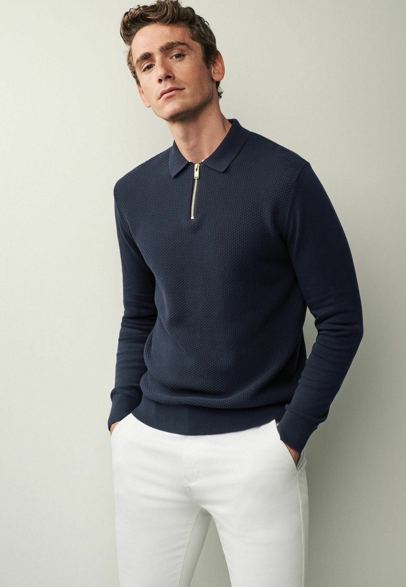 Next ZIP NECK - Polo marškinėliai - navy blue/mėlyna - Zalando.lt