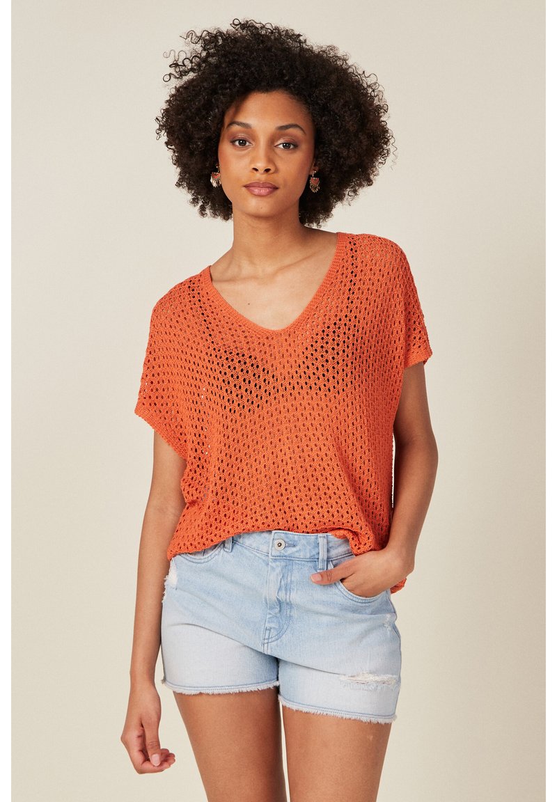 BONOBO Jeans MIT LOCHMUSTER - T-Shirt basic - orange foncé/apricot ...