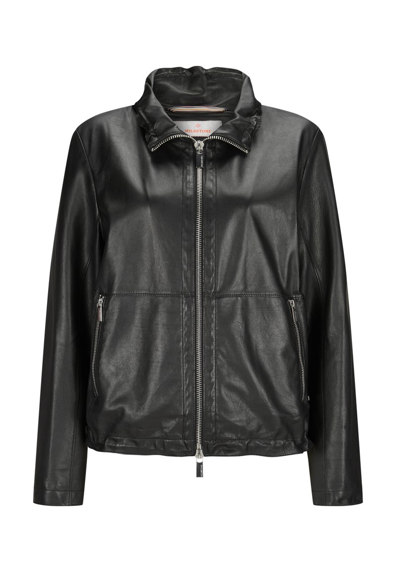 Milestone RILEY - Leather jacket - schwarz/black - Zalando