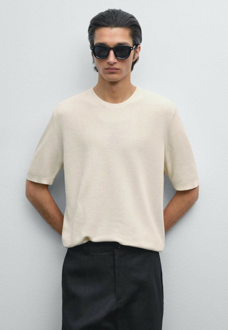 Massimo Dutti SHORT SLEEVE - T-shirt basic - beige - Zalando.nl