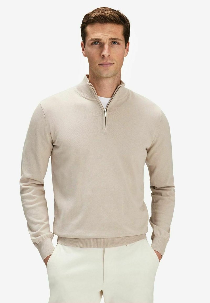 John Henric ESSENTIAL ZIP NECK - Jumper - sand - Zalando