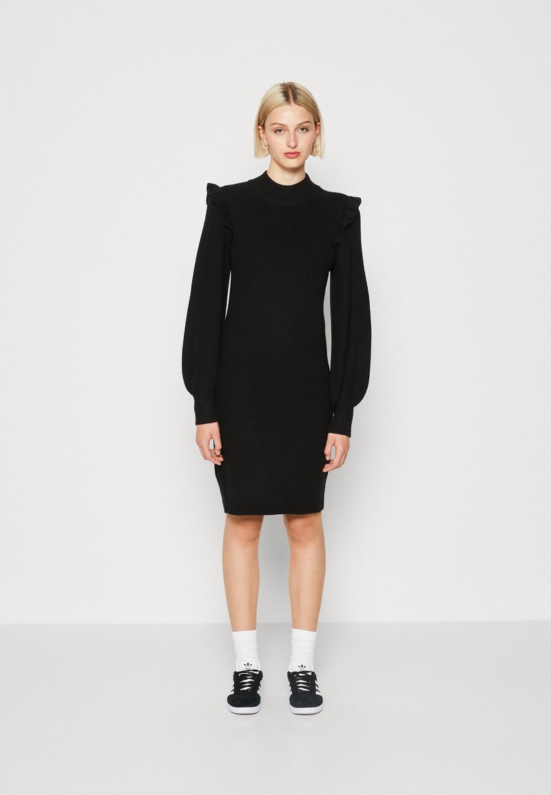 Object OBJMALENA RUFFLE DRESS - Jumper dress - black - Zalando.ie