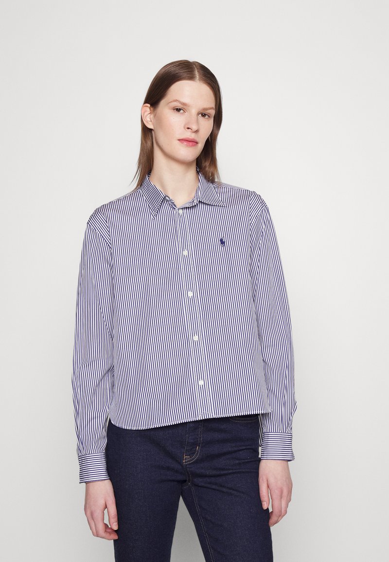 Polo Ralph Lauren LONG SLEEVE BUTTON FRONT - Bluser - white/ fall royal ...