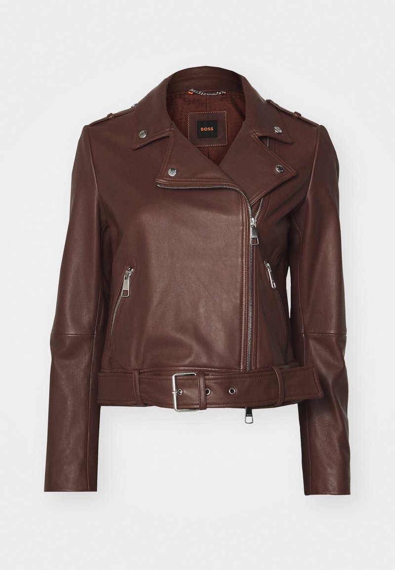 BOSS SAMELI - Leather jacket - rust copper/copper - Zalando.co.uk