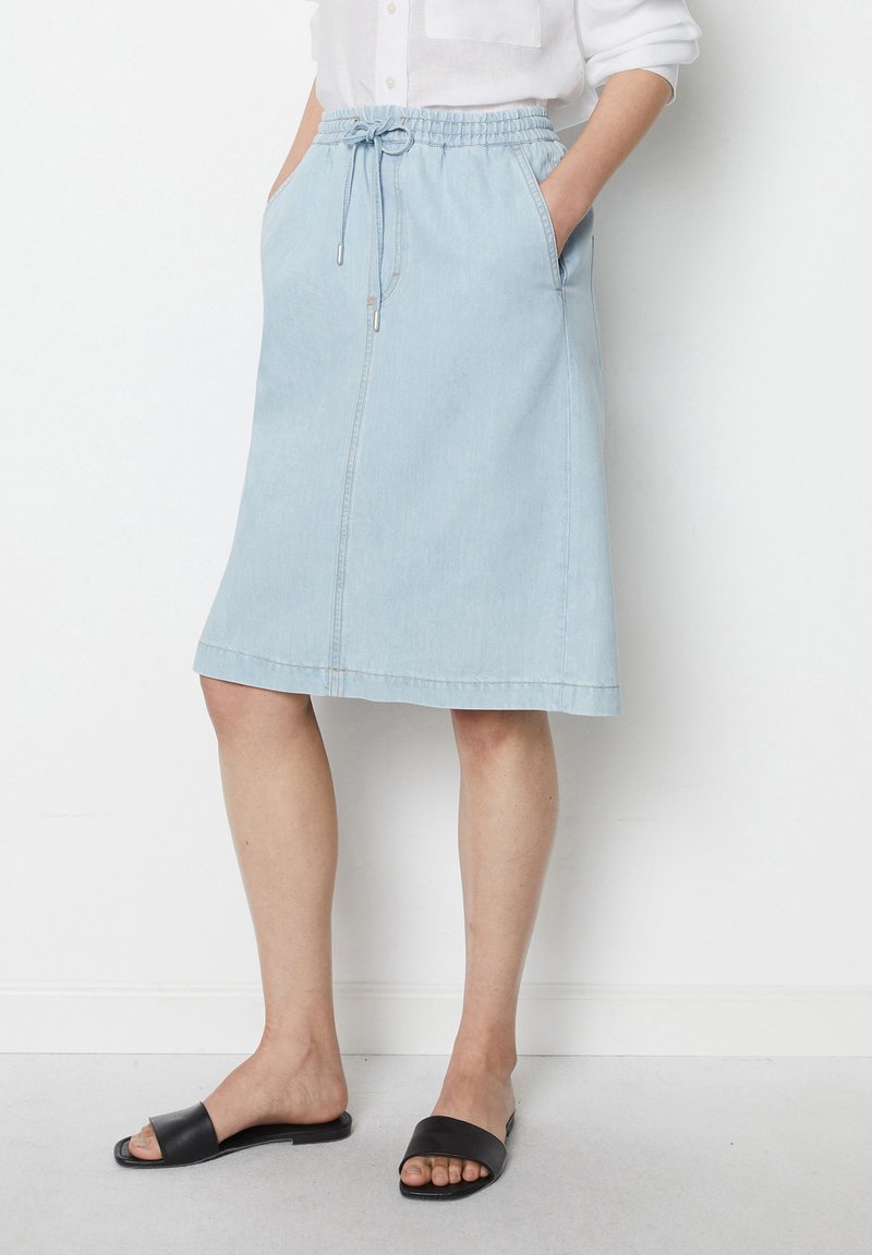 Marc O'Polo A-line skirt - fluent light blue rigid wash/blue - Zalando