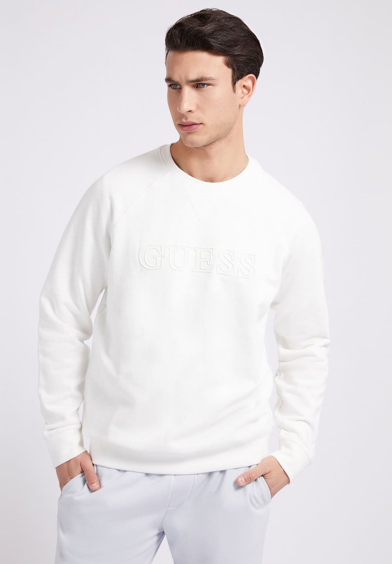 Guess FRONTLOGO - Sweatshirt - weiß/white - Zalando