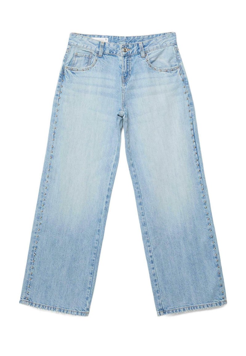 Stradivarius LOOSE STUDDED - Wide leg - mottled royal blue/royalmeleret ...